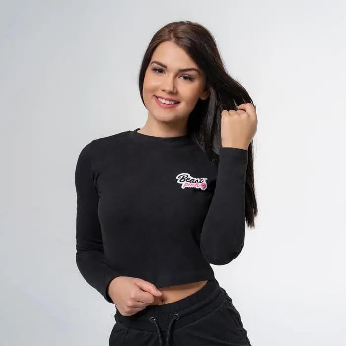 Majica Long Sleeve Croptop Black - BeastPink