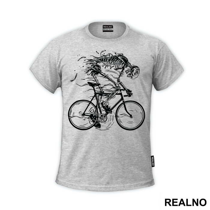 SKELETON RIDING A BIKE - ART - MAJICA