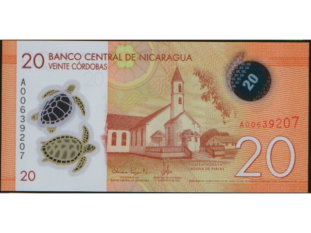 Nicaragua 20 Cordobas 2020 UNC Polymer.