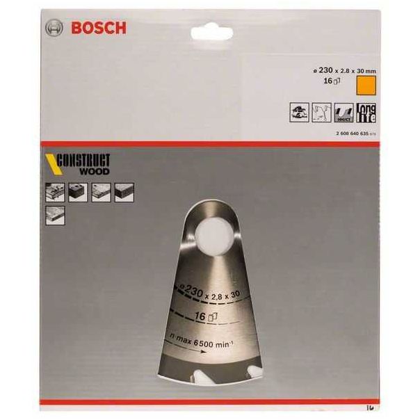 BOSCH List kružne testere Construct Wood 230x30x2,8,16