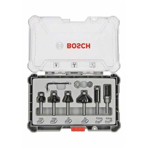 BOSCH Komplet glodala, 6 komada, Trim&Edging držač od 8 mm 2607017469, 6-piece Trim i Edging Router Bit Set.