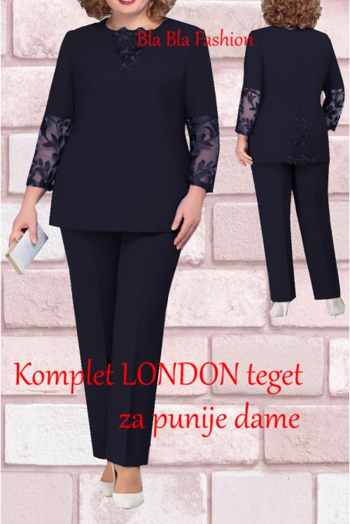 Komplet London Teget Dvodelni Za Punije Dame