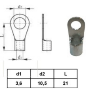 Okasta kablpapuca za presovanje rupa FI 10-6 mm DIN46234A