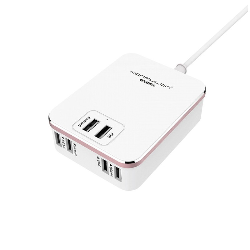 Kucni Punjač Konfulon C29 QC 3.0 6xUSB 5V 7A Beli