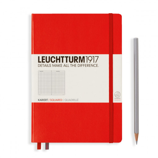 Notebook Medium (A5) Hardcover, Kocke, crveni