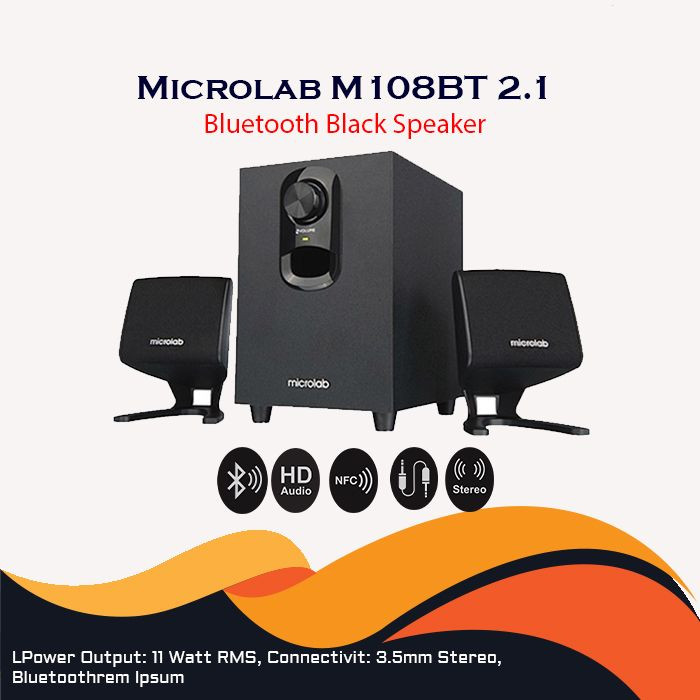 Bluetooth Zvučnici aktivni 2.1 Microlab M-108BT, Aktivni drveni zvucnici 2.1 11W RMS(5W, 2x3W) BLUETOOTH USB, IR daljinski 3.5mm