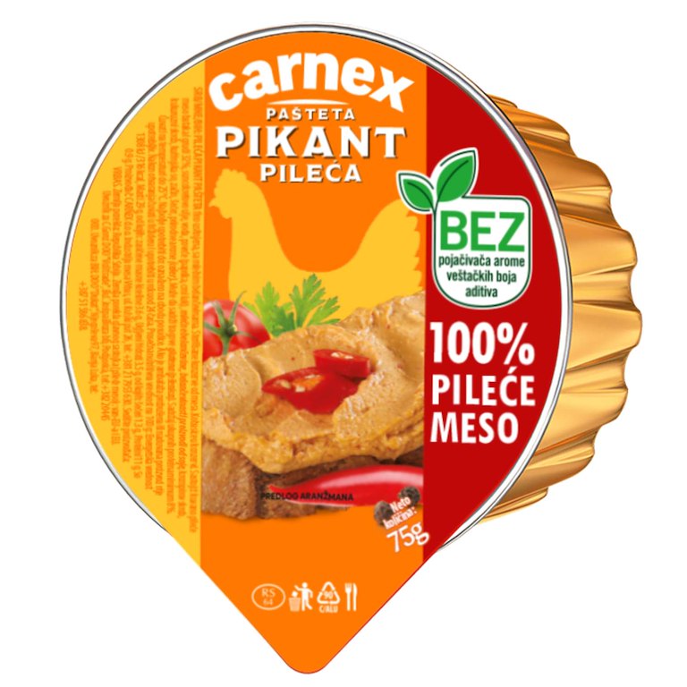 Carnex pašteta pileća pikant 75g carnex