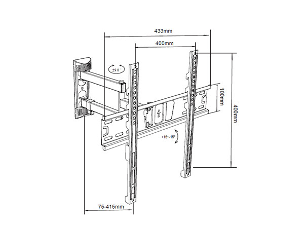 Nosac za TV/32''-55''/FULL MOTION/NAGIB -15°do+15°/ROTACIJA 180°/VESA 400X400/do 40kg/8-42cm od zida