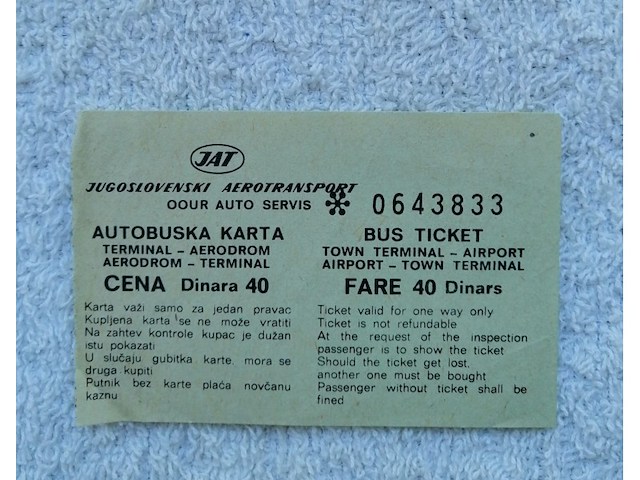 karta za autobus jat