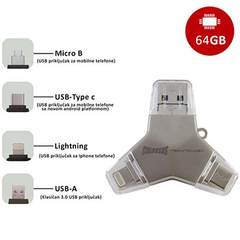 Colossus multi USB i dragon 4 u 1 U016A 64GB