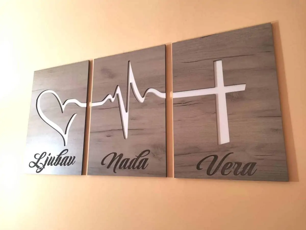 Ljubav, nada, vera – zidna dekoracija