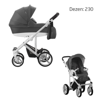 Bebetto kolica za bebe set 2u1 Magnum beli ram 230