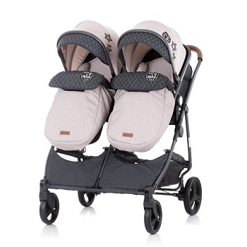 Chipolino kolica za blizance Duo Smart Beige/Graphite Linen