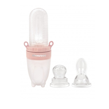 Kikka Boo silikonska flašica sa kašičicom i mljackalicom za voće 2u1 pink