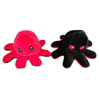 Plišana hobotnica sa dva lica - ciklama-crna