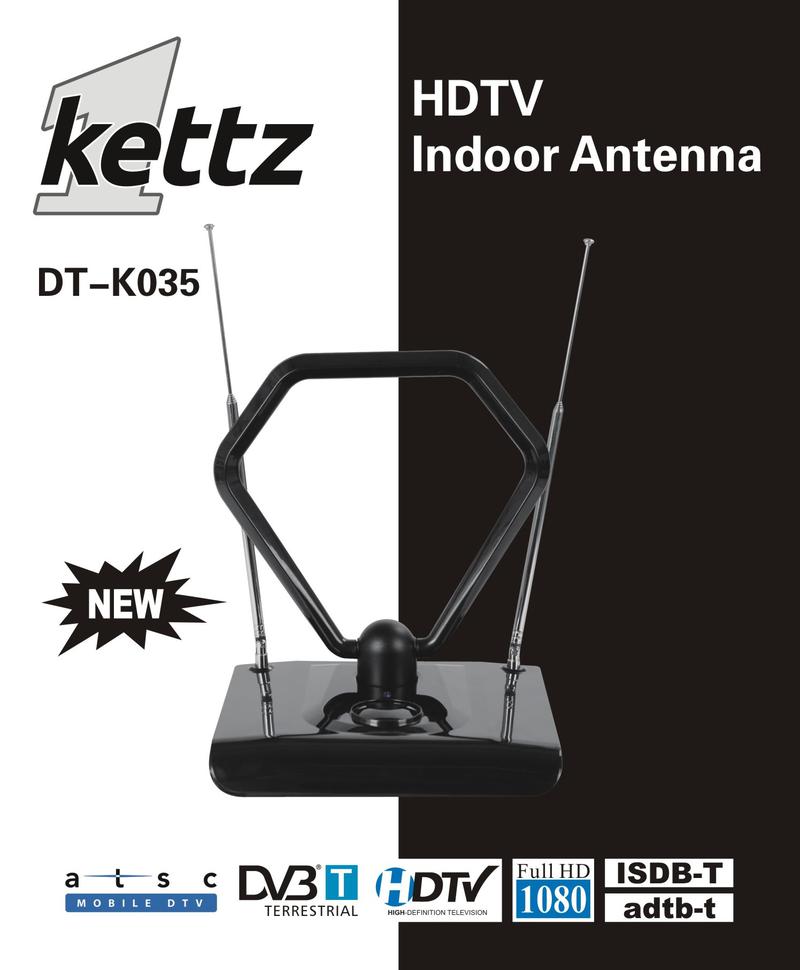 Sobna TV/FM antena Kettz DT-K035 + pojačivač
