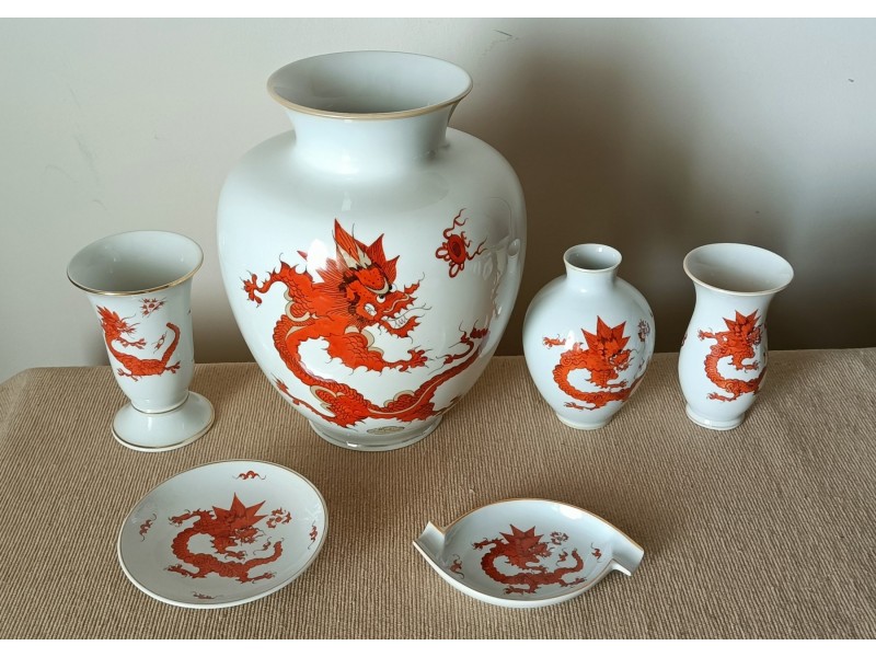 Vaze B. Hauswald Ming Dragon od Porcelana iz 70-ih
