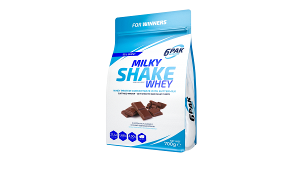 6PAK MILKY SHAKE WHEY 700 G BELA ČOKOLADA-BRESKVA