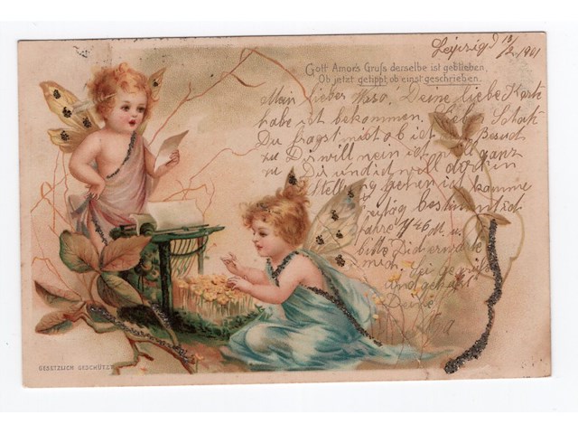 Razglednica sa dečjim motivom, raritet, 1901.