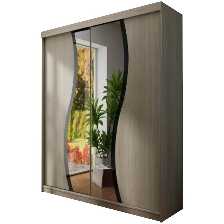 Ormar TOP 2 vrata 200x62x200 natur/ogledalo