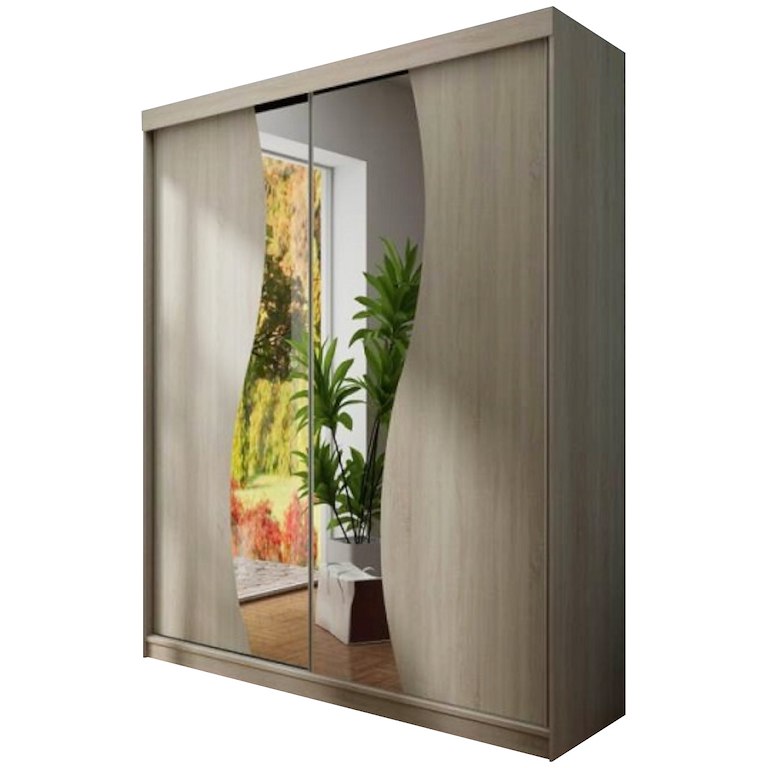 Ormar TOP 2 vrata 200x62x200 natur/ogledalo