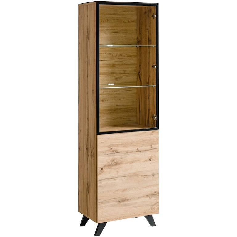Vitrina Thin 2 vrata 60x40x197 cm natur (artisan hrast)/crna