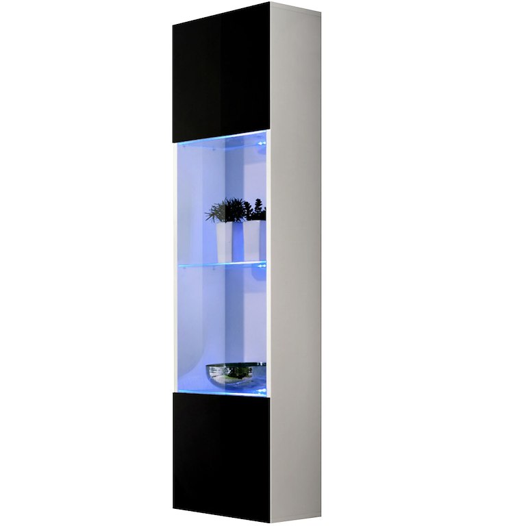 Vitrina Fly 1 vrata 40x29x170 crna/bela