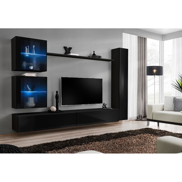 Regal Switch XVIII 280x40x180 cm+LED crna