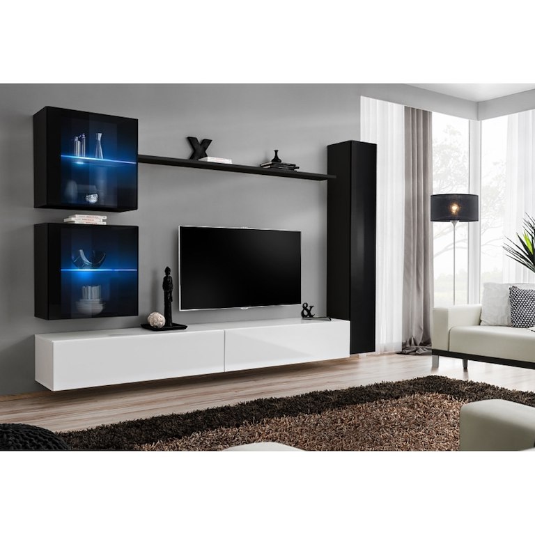 Regal Switch XVIII 280x40x180 cm+LED crna/bela