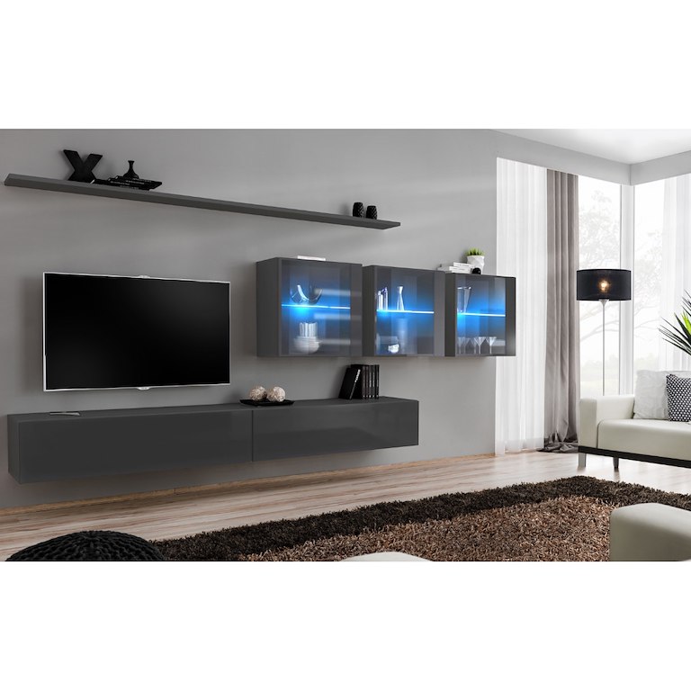 Regal Switch XVII 330x40x150 cm+LED siva