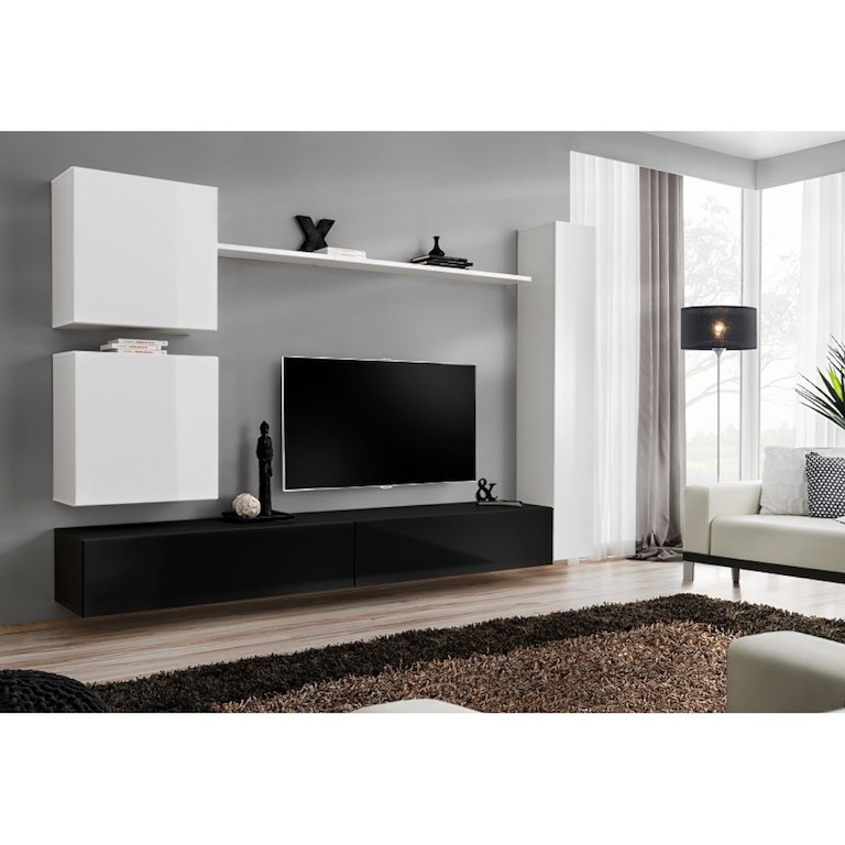 Regal Switch VIII 280x40x180 cm bela/crna