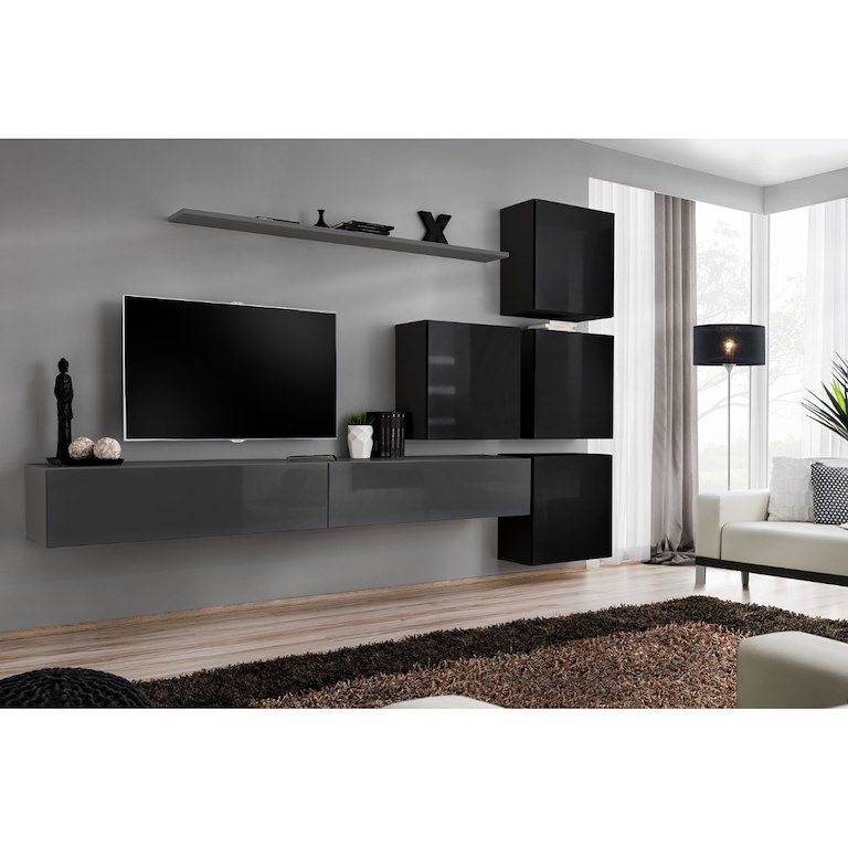 Regal Switch IX 280x40x180 cm siva/crna