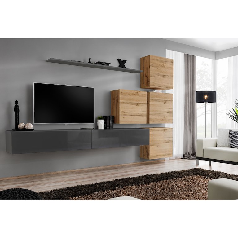 Regal Switch IX 280x40x180 cm siva/natur