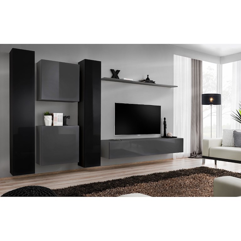 Regal Switch VI 330x40x180 cm crna/siva