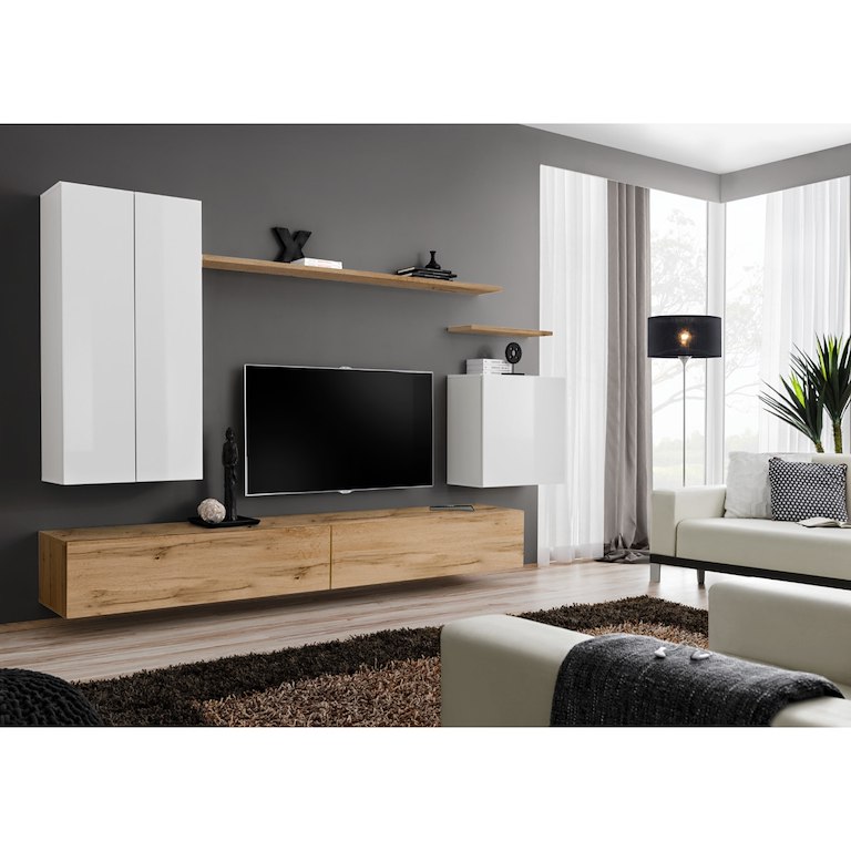 Regal Switch II 270x40x160 cm bela/natur