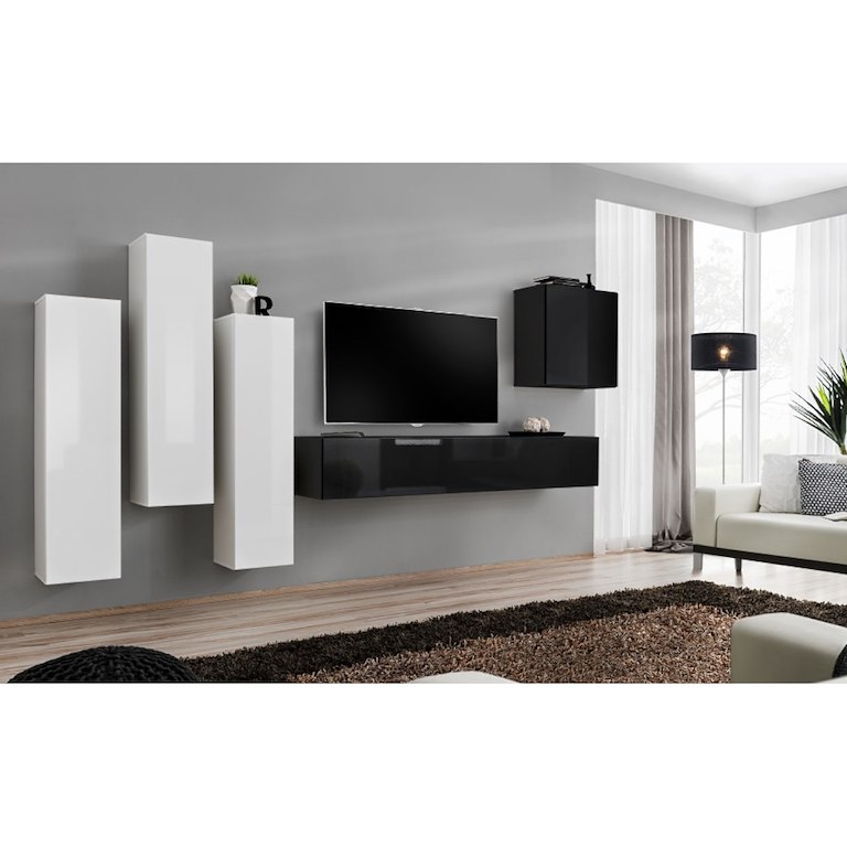 Regal Switch III 330x40x160 cm bela/crna