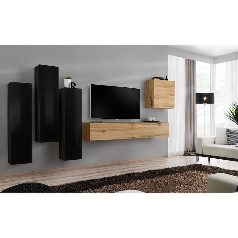 Regal Switch III 330x40x160 cm crna/natur