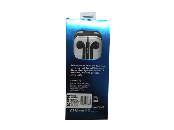 Slušalice za mobilni sa mikrofonom/stereo/3.5mm jack/kabl 1.3 m/IPHONE EARBUD OBLIK/box/crna