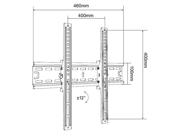 Nosac za TV/ 32''- 55''/TILT/NAGIB ±12°/VESA do 400x400/težina do 50kg/5cm od zida/crn