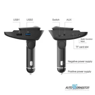 FM PREDAJNIK (TRANSMITER) I PUNJAČ, 2 USB ULAZA, BEŽIČNE SLUŠALICE, BLUETOOTH 5.0, MP3/WMA