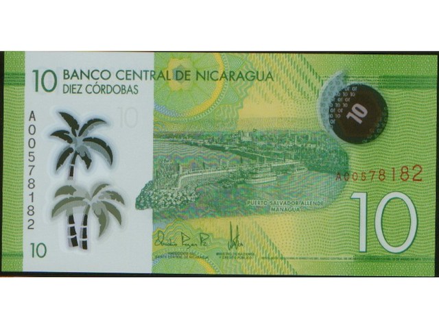 Nicaragua 10 Cordobas 2020. UNC Polymer.