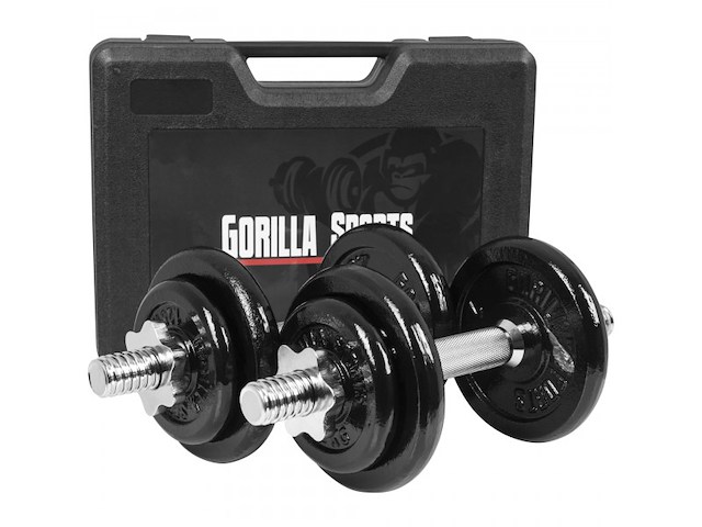 GORILLA SPORTS Kofer sa 2 podesive bučice (20 kg)