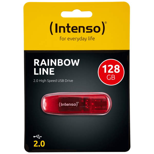 Intenso USB Flash drive 128 GB Hi-Speed USB 2.0, Rainbow Line, RED