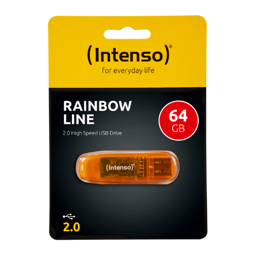 Intenso USB Flash drive 64GB Hi-Speed USB 2.0, Rainbow Line, ORANGE