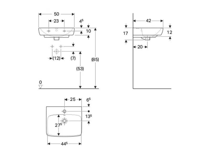 Geberit Selnova Square umivaonik, 50x42 cm 500.310.01.1