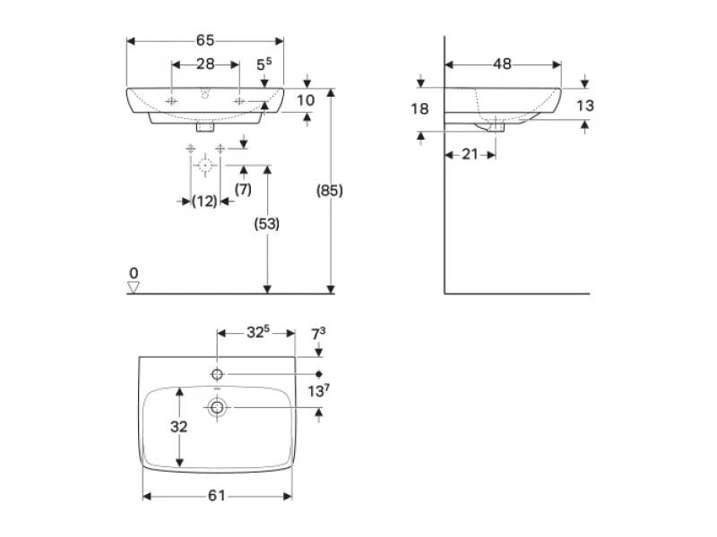 Geberit Selnova Square umivaonik, 65x48 cm 500.299.01.1