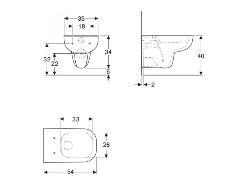 Geberit Smyle Square konzolna wc šolja, rimfree 500.210.01.1