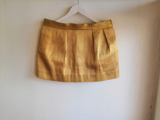 COS Metallic gold jacquard pleated skirt