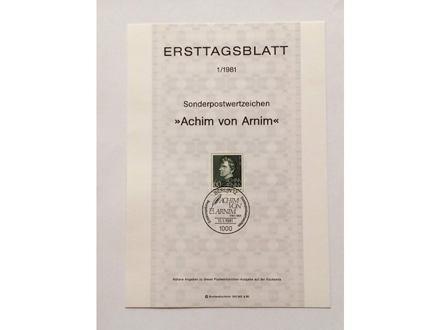 ETB Nemačka  - Achim Von Arnim - 1981.g