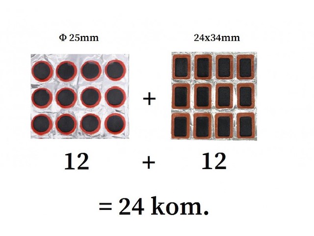 Flekice za krpljenje unutrašnjih guma bicikala (24 kom)